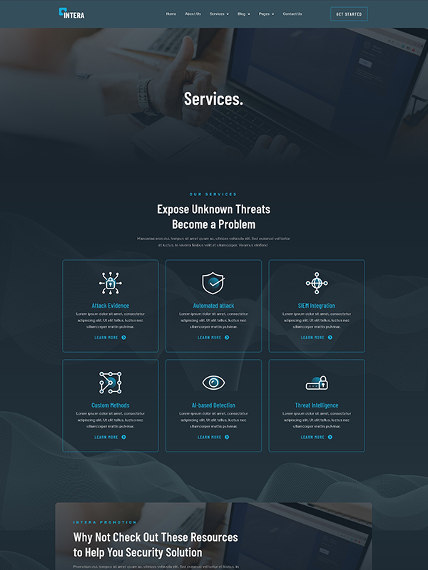 Intera - Cybersecurity Elementor Pro Full Site Template Kit by Rometheme